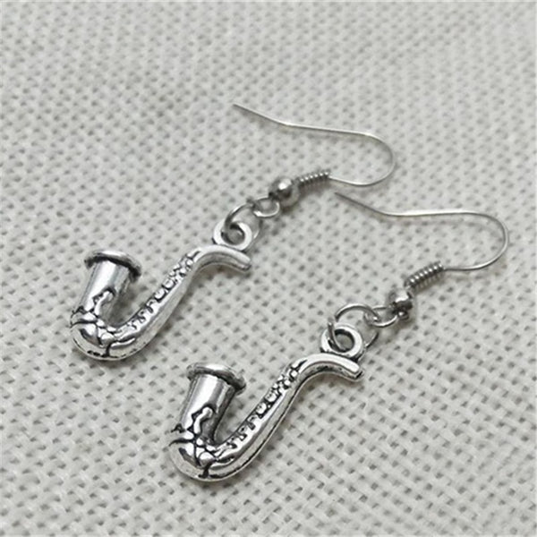 Silver Saxophone Earrings - Artistic Pod
