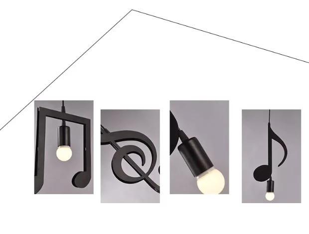 Matte Black Musical Notes Ceiling Light - Artistic Pod