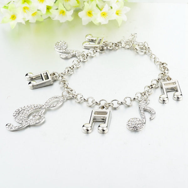 Crystal Music Notes Charm Bracelet - Artistic Pod