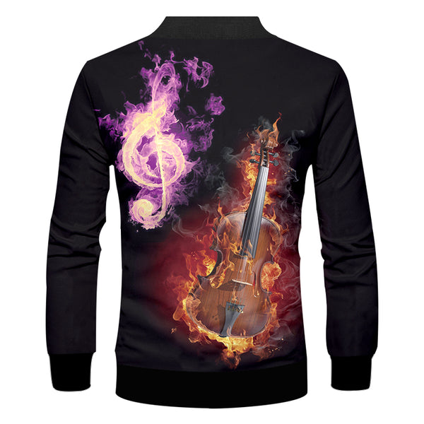 Flame Music Violin Zip Jacket - Artistic Pod