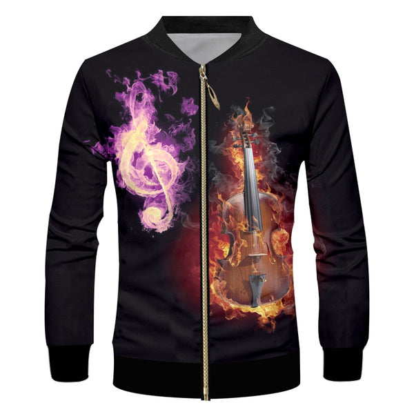 Flame Music Violin Zip Jacket - Artistic Pod
