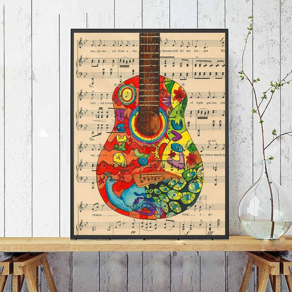 Vintage Sheet Guitar Wall Art - Artistic Pod