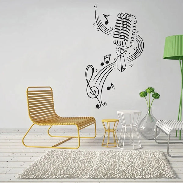 Microphone Music Note Sticker - Artistic Pod