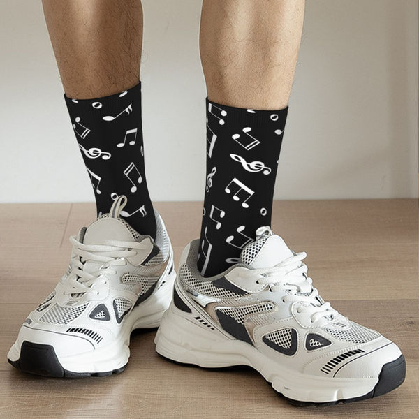 White Music Notes Socks - Artistic Pod