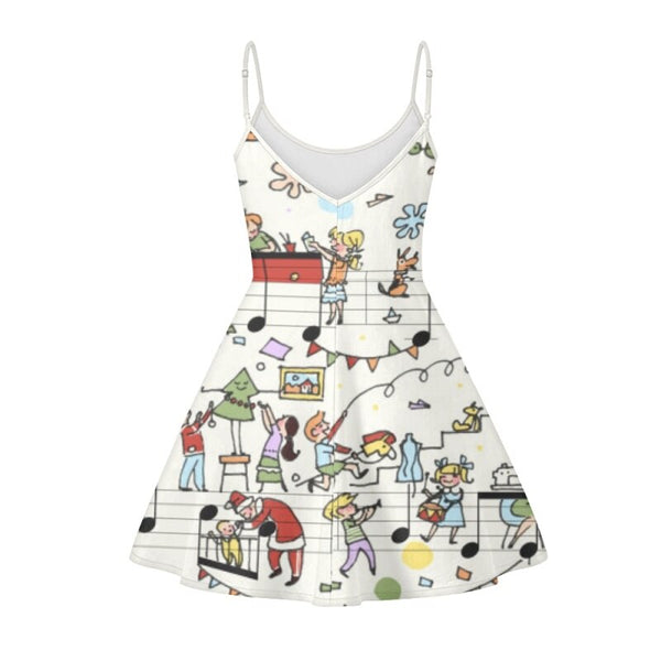 Music Notes Knee-length Dress - Artistic Pod