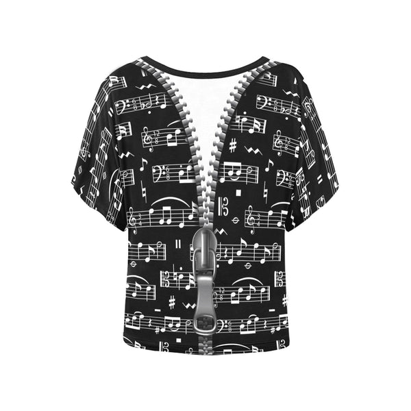 Music Notes Black Batwing T-Shirt - Artistic Pod