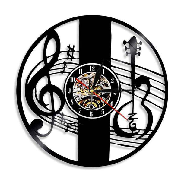 Treble Clef Notes Vinyl Clock - Artistic Pod