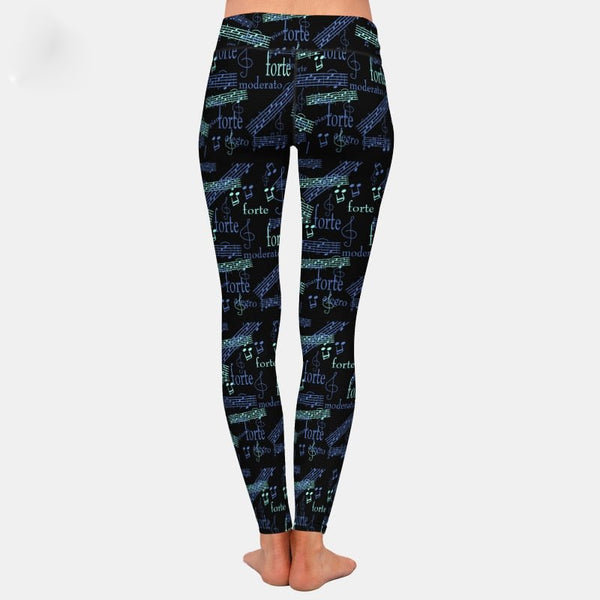 Music Notes Print Leggings - Artistic Pod