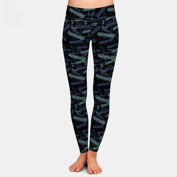 Music Notes Print Leggings - Artistic Pod