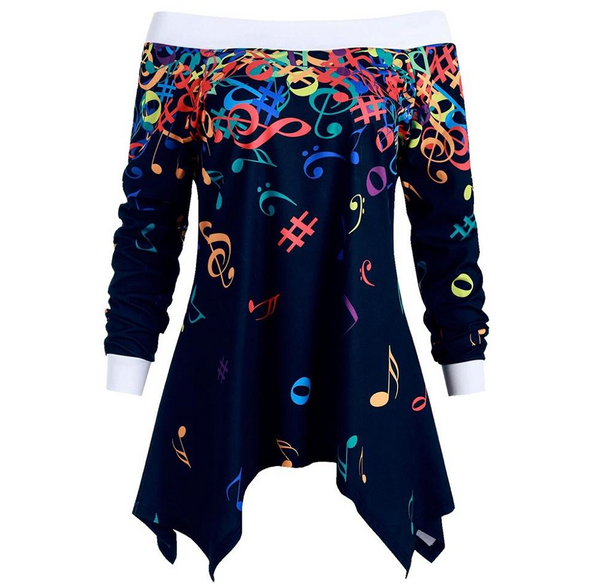 Musical Note Off Shoulder Top - Artistic Pod