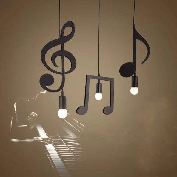 Matte Black Musical Notes Ceiling Light - Artistic Pod