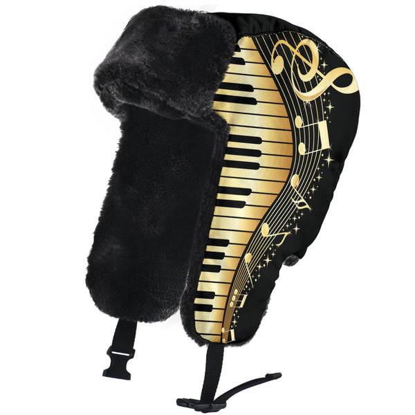 Piano Art Musical Notes Trapper Hat - Artistic Pod