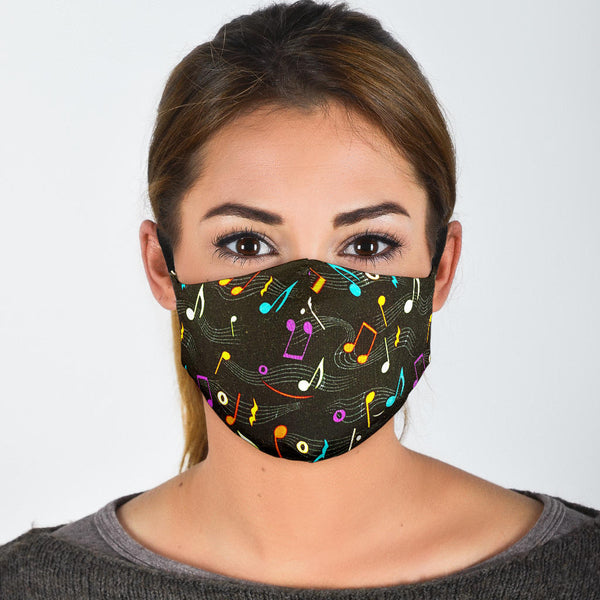Colorful Music Notes Face Mask - Artistic Pod