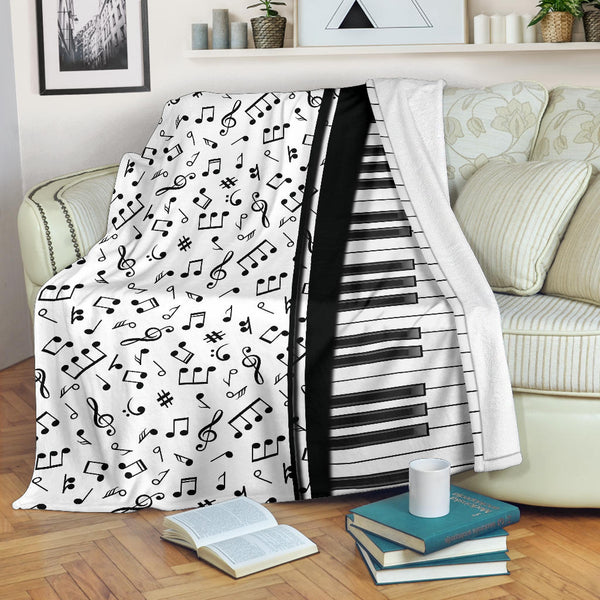 Piano Keys Music Notes Blanket - Artistic Pod
