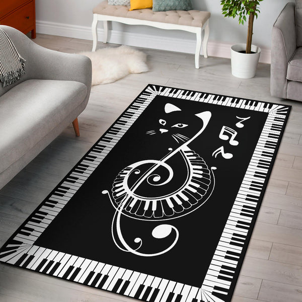 Piano Treble Clef Cat Rug - Artistic Pod