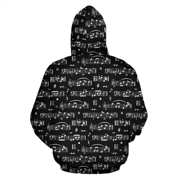 Piano And Music Notes Black Hoodie - Artistic Pod