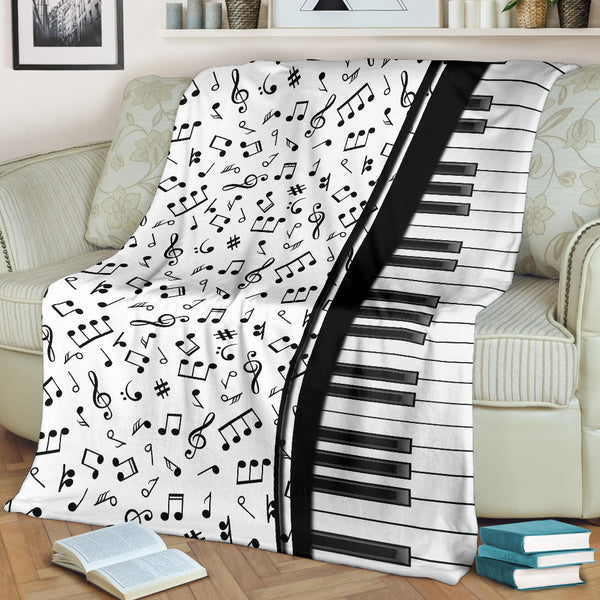 Piano Keys Music Notes Blanket - Artistic Pod