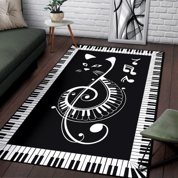Piano Treble Clef Cat Rug - Artistic Pod