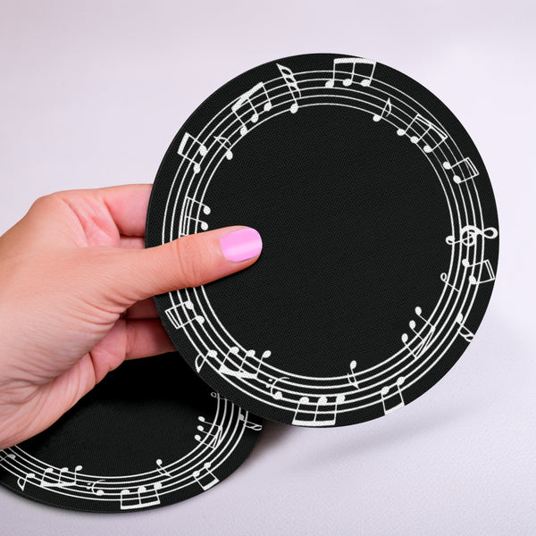 Music Notes Round Coasters - Artistic Pod