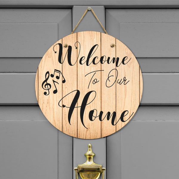 Music Notes Welcome Door Sign - Artistic Pod