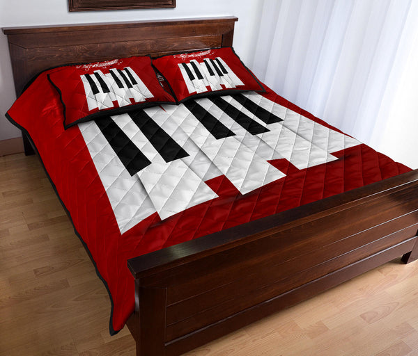 Piano Key And Musical Notes Quilt Bed Set - Artistic Pod