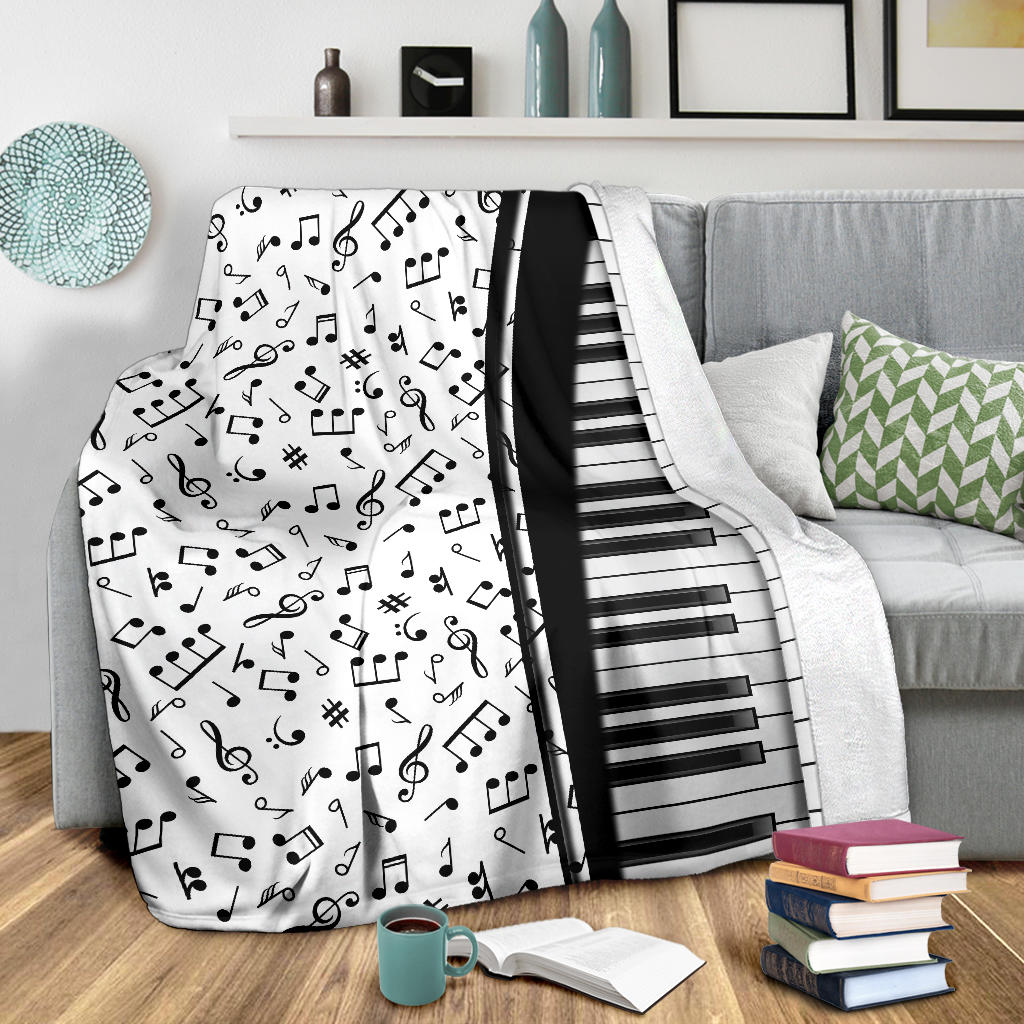 Piano Keys Music Notes Blanket - Artistic Pod