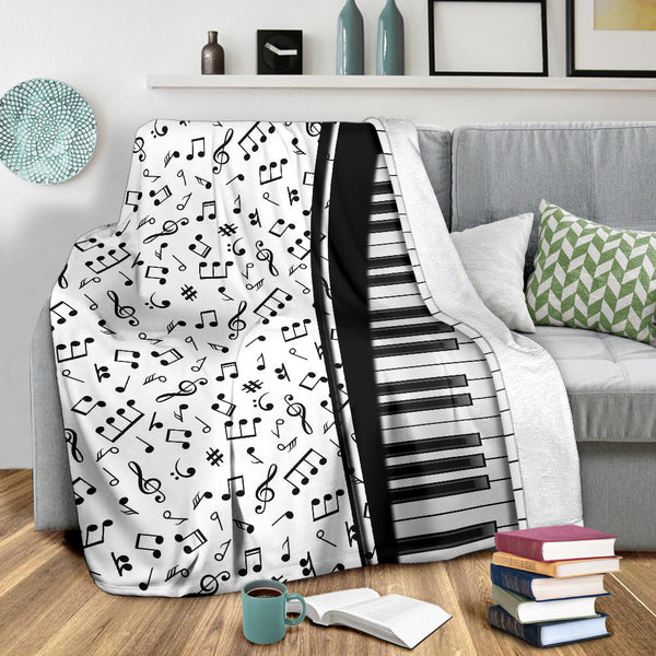 Piano Keys Music Notes Blanket - Artistic Pod