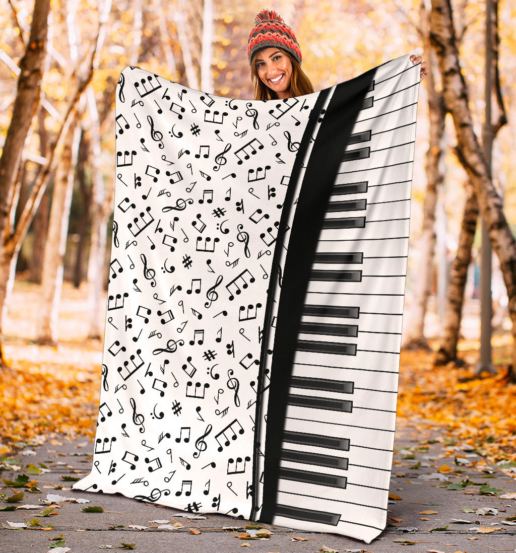 Piano Keys Music Notes Blanket - Artistic Pod