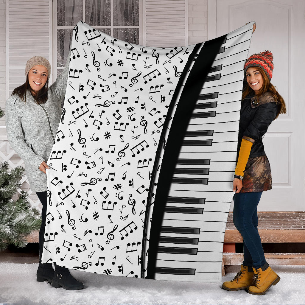 Piano Keys Music Notes Blanket - Artistic Pod