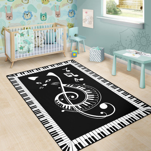 Piano Treble Clef Cat Rug - Artistic Pod