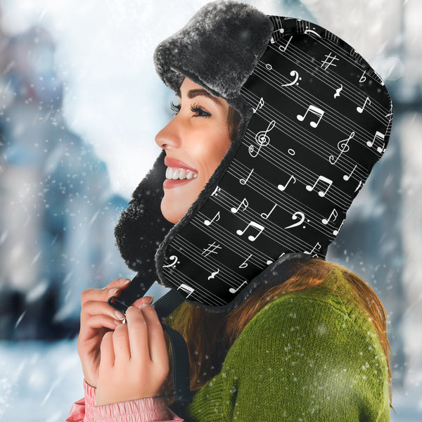 Music Notes Sheet Trapper Hat - Artistic Pod