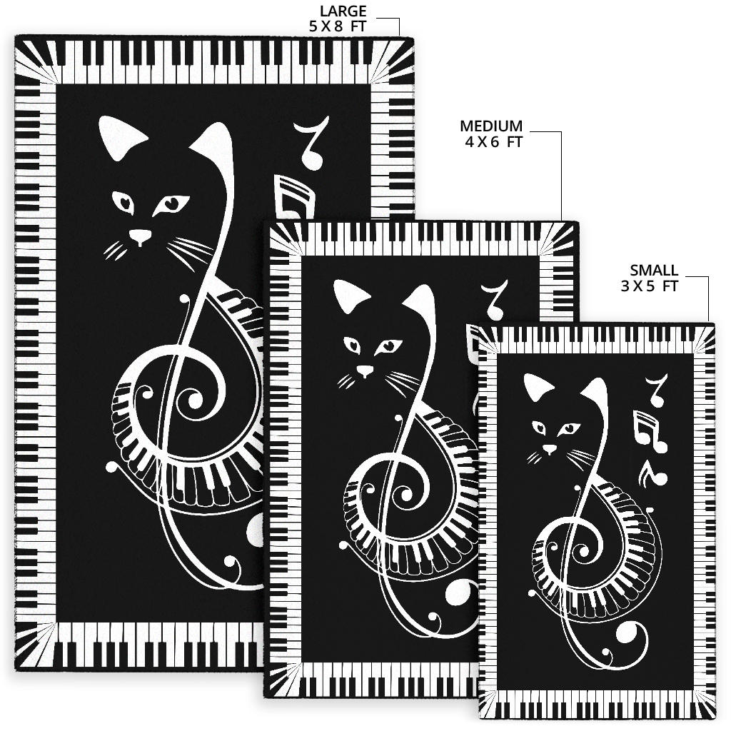 Piano Treble Clef Cat Rug - Artistic Pod