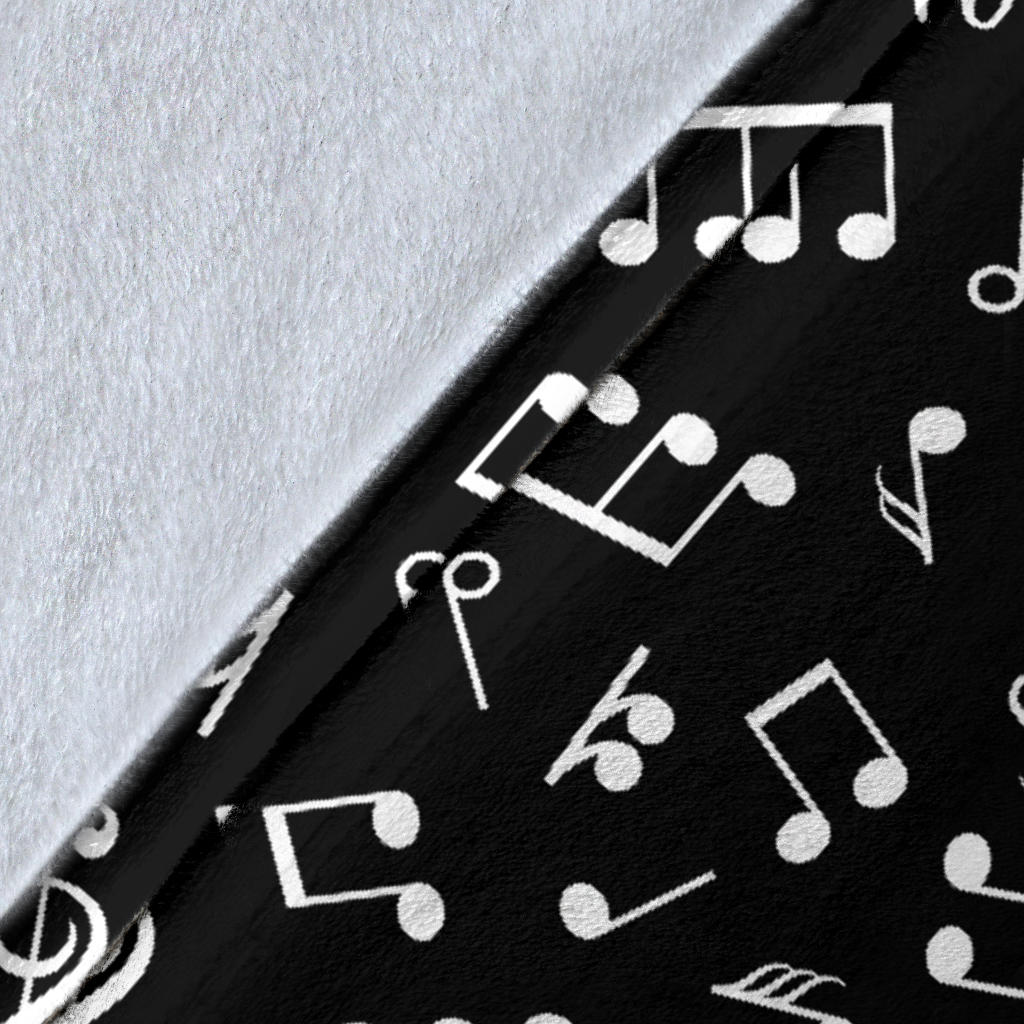 Piano Keys & Music Notes Black Blanket - Artistic Pod