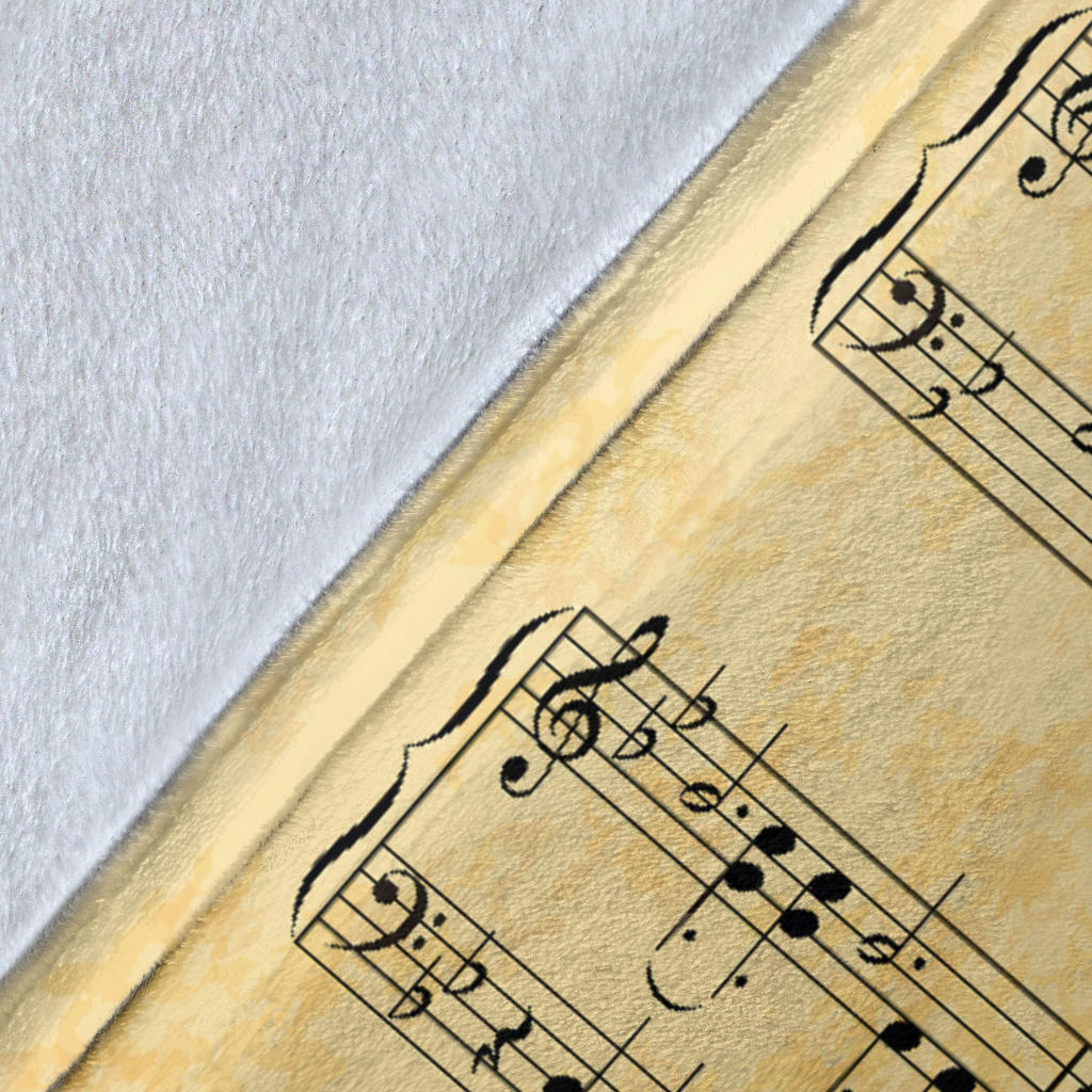 Piano Keys And Old Sheet Music Blanket - Artistic Pod