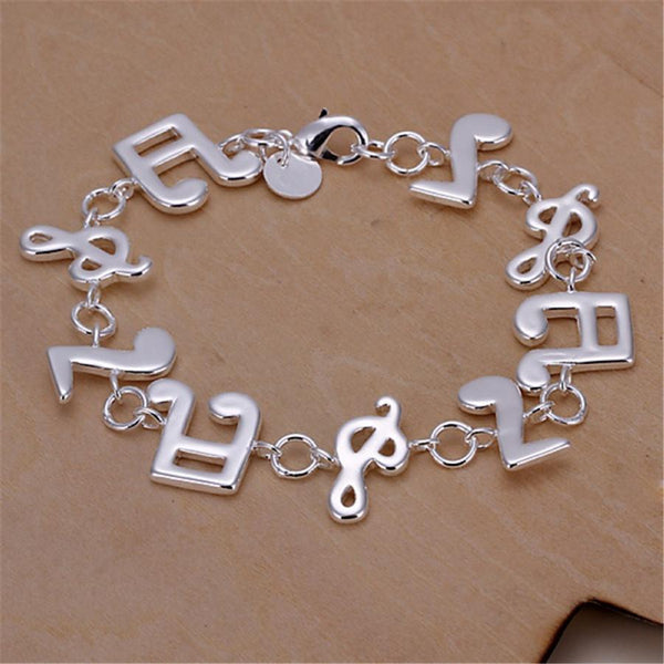 Silver Plated Musical Notes Bracelet - Artistic Pod