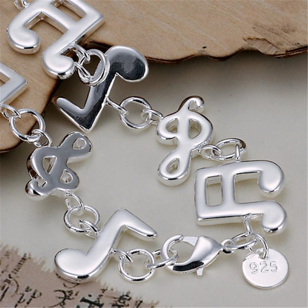 Silver Plated Musical Notes Bracelet - Artistic Pod