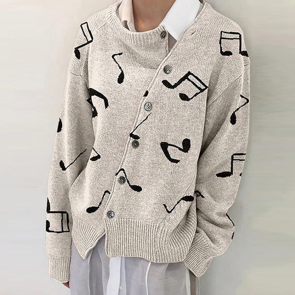 Music Note Casual Knitted Sweater - Artistic Pod