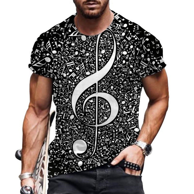 Music Treble Clef Print T-shirt - Artistic Pod