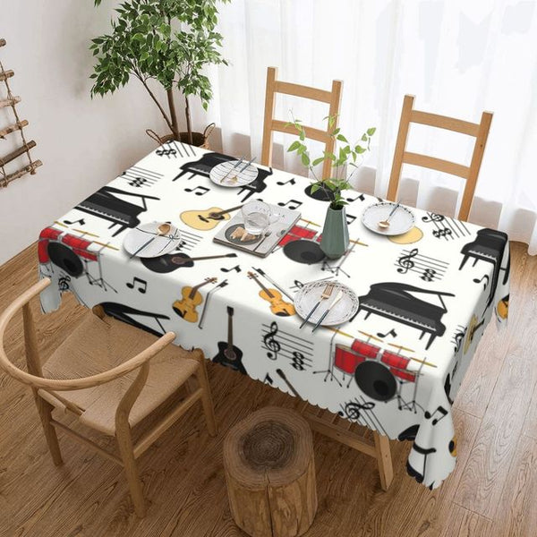 Music Instrument Rectangular Tablecloth - Artistic Pod