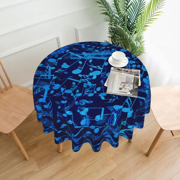 Blue Music Notes Tablecloth - Artistic Pod