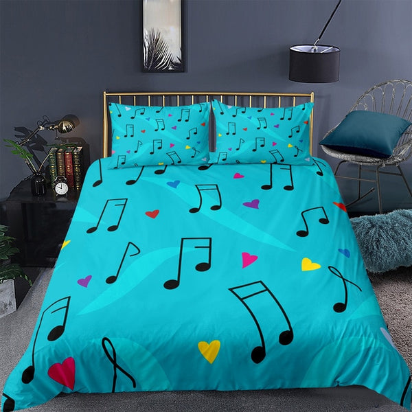 Multicolor Music Note Bedding Set - Artistic Pod
