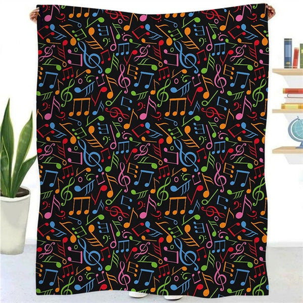 Music Note Pattern Flannel Blanket - Artistic Pod