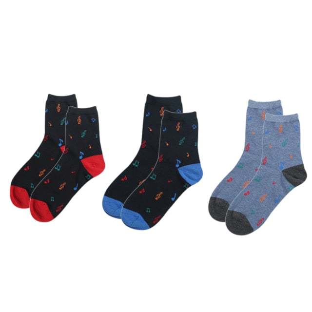 3 pairs/set Colorful Music Notes Men's Socks - Artistic Pod