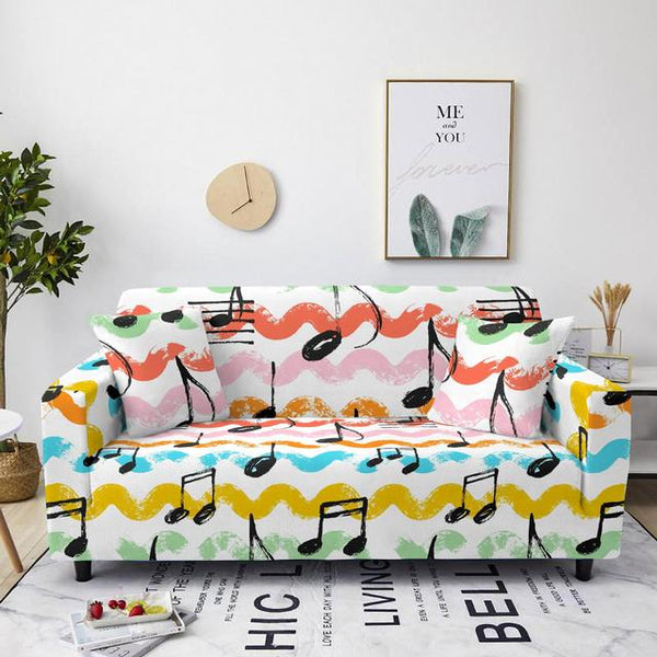 Colorful Music Notes Sofa Cover - Artistic Pod
