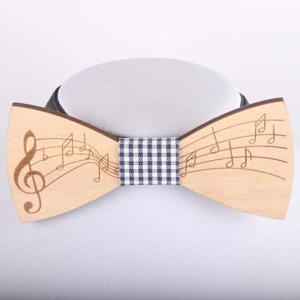 Wooden Music Notes Bow Tie - Artistic Pod