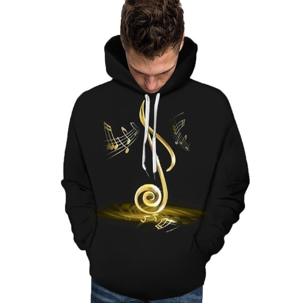 Colorful Music Notes Black Hoodie - Artistic Pod