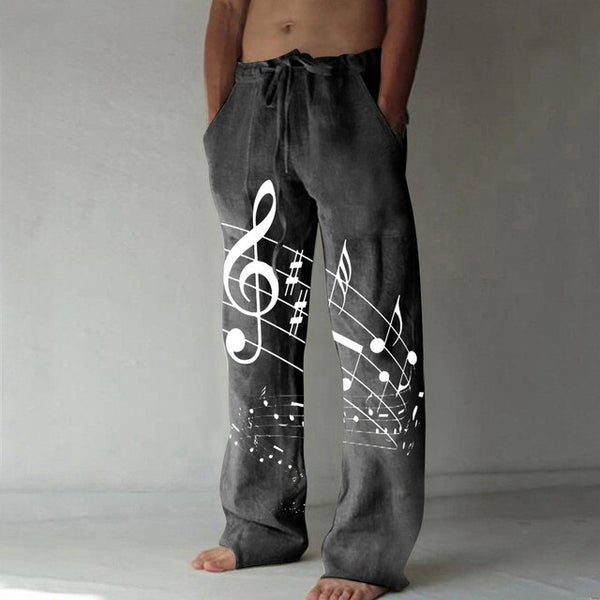 Music Note Cotton Line Pants - Artistic Pod