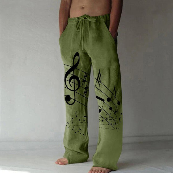 Music Note Cotton Line Pants - Artistic Pod