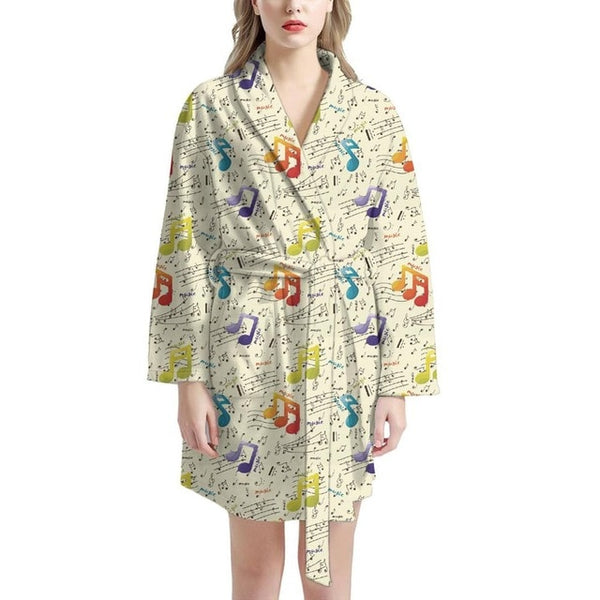 Musical Notes Women Bathrobe - Artistic Pod