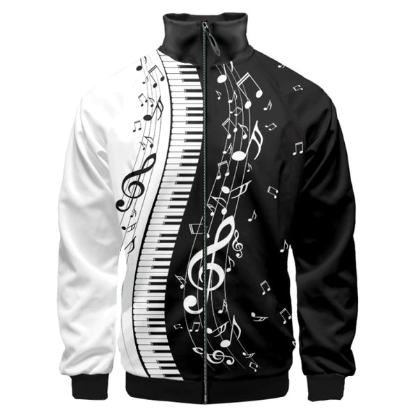 Music Piano Keys Collar Jacket - Artistic Pod